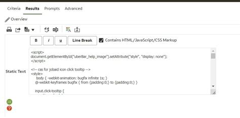 Bring Back Contains Htmljavascriptcss Markup In Oac Data Visualizer