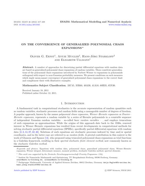 Pdf On The Convergence Of Generalized Polynomial Chaos Expansions