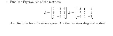 Solved Find The Eigenvalues Of The Matrices Chegg
