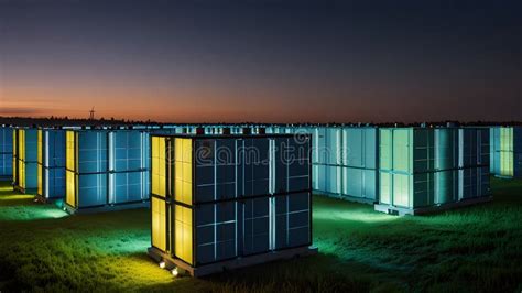 Futuristic Battery Grids Optimizing Renewable Energy Stock Illustration