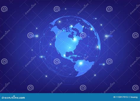 World Map Point Line Composition Representing The Global Network Connection Stock Vector