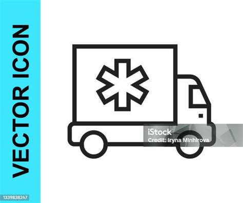 흰색 배경에 고립 된 검은 줄 구급차와 응급 자동차 아이콘 구급차 차량 의료 대피 벡터 0명에 대한 스톡 벡터 아트 및 기타