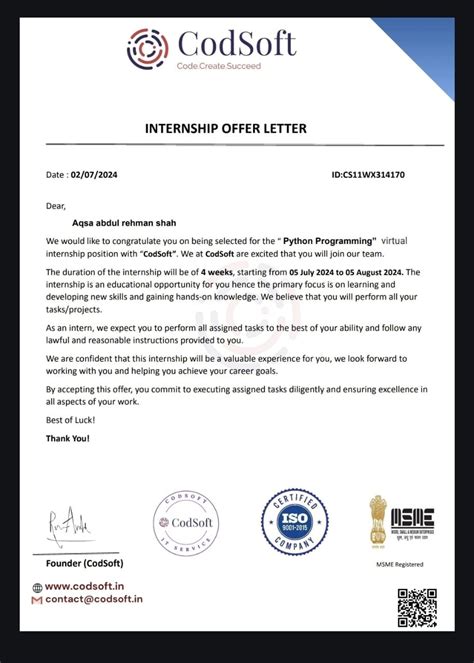 aqsa shah on linkedin codsoft firstinternship pythonprogramming