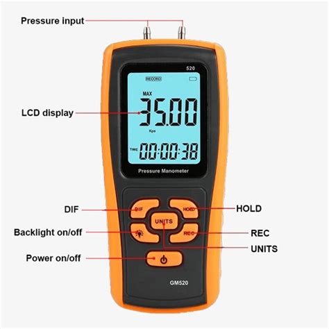 Digital Differential Pressure Manometer ±2 49kpa
