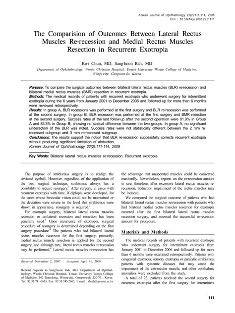 Pdf The Comparision Of Outcomes Between Lateral Rectus Muscles Re