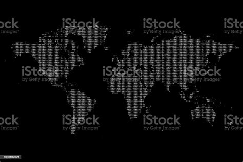Digital World Map Binary Code Texture One Zero Pattern Earth Map Stock