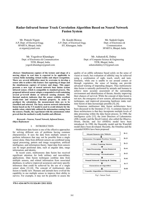Pdf Radar Infrared Sensor Track Correlation Algorithm Based On Neural