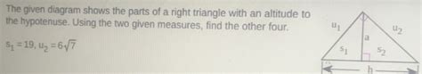 Solved The Given Diagram Shows The Parts Of A Right Triangle With An Altitude To The Hypotenuse