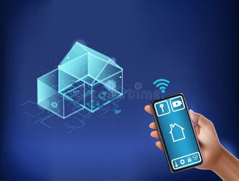 Smart Home Internet Of Things Concept With Realistic Human Hand Holding Smartphone Vector