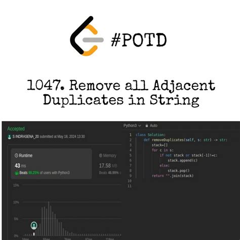 s indrasena on linkedin leetcode python dsa problem1047