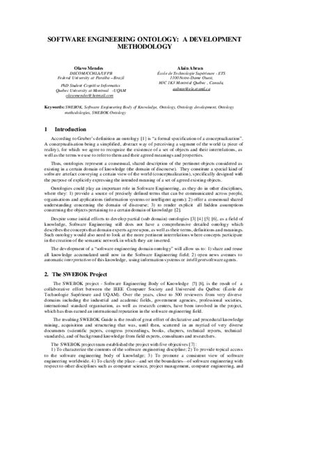 Pdf Software Engineering Ontology A Development Methodology