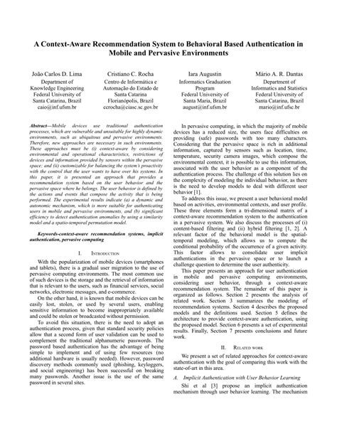 Pdf A Context Aware Recommendation System To Behavioral Based