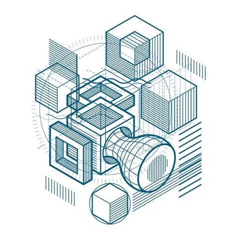 Isometric Abstract Background Linear Dimensional Shapes Vector Mesh Elements Composition Stock