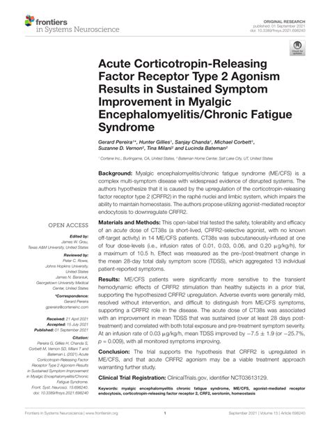 Pdf Acute Corticotropin Releasing Factor Receptor Type 2 Agonism Results In Sustained Symptom