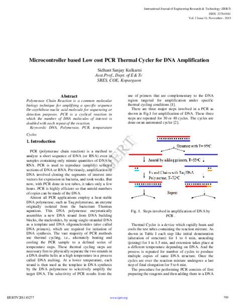 Pdf Microcontroller Based Low Cost Pcr Thermal Cycler For Dna Amplification