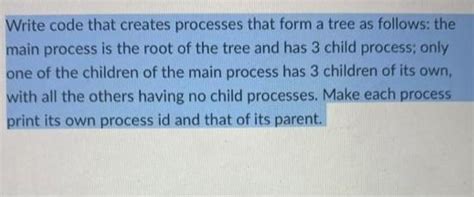 Solved Write Code That Creates Processes That Form A Tree As