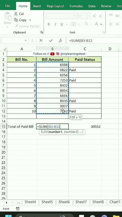 Dynamic Sum In Excelexcel Computer Short Reel Tutorial Msexcel