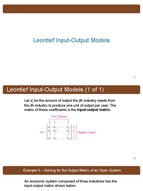 Leontief Input Output Models Pdf