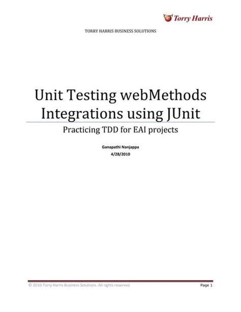 Eai Test Driven Development Webmethods Torry Harris Whitepaper Pdf