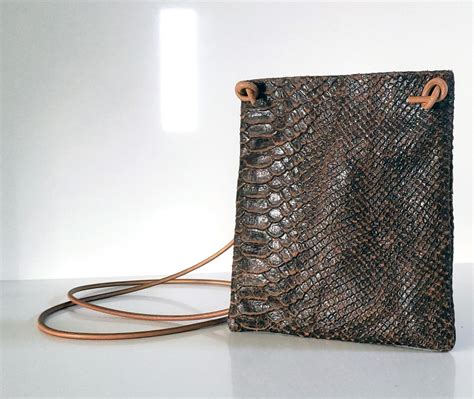 3 In 1 Brown Python Leather Bag Small Python Leather Purse Etsy