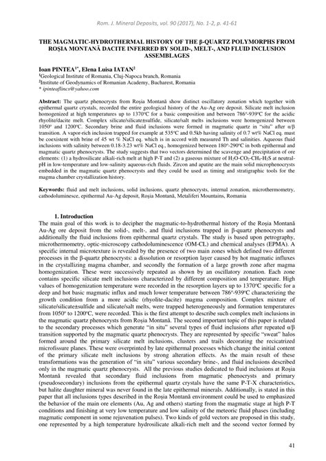 Pdf The Magmatic Hydrothermal History Of The β Quartz Polymorphs From