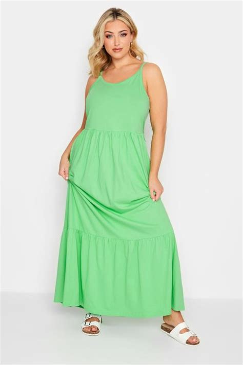 Yours Curve Plus Size Green Tiered Maxi Sundress Yours Clothing