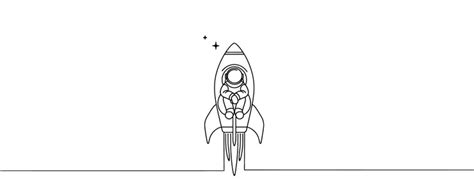Premium Vector One Line Vector Rocket One Continuous Line Drawing Of A Simple Spaceship Flying