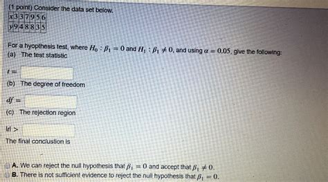 Solved Consider The Data Set Below For A Hypothesis Test Chegg