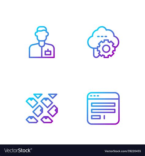 Set Line Browser Window Data Stream Analyst Vector Image