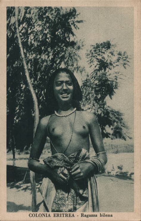 Colonia Eritrea Ragazza Bilen Risque Nude Postcard
