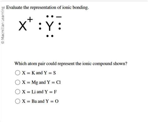 Evaluate The Representation Of Ionic Bonding Which Atom Pair Could