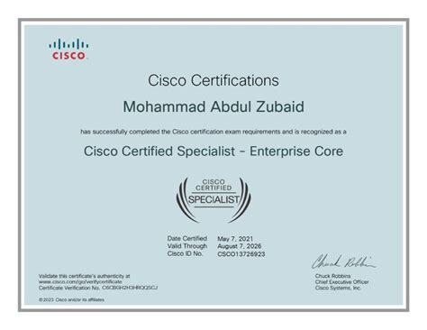 Mohammad Zubaid On Linkedin Alhamdulillah 😊 Got Renewed Cisco Certified Specialist Encor…