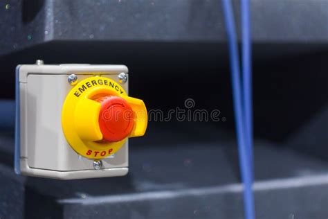The Red Emergency Button Or Stop Button For Hand Press Stop Button For