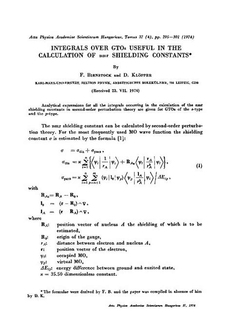 Pdf Integrals Over Gtos Useful In The Calculation Of Nmr Shielding Constants Dokumen Tips