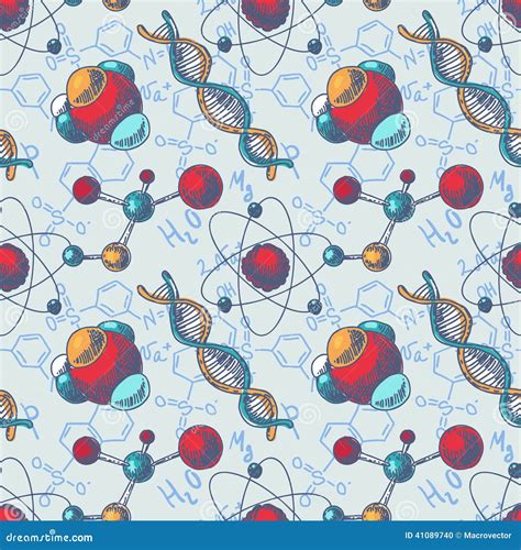 Chemistry Seamless Dna Molecule Pattern Stock Vector Illustration Of