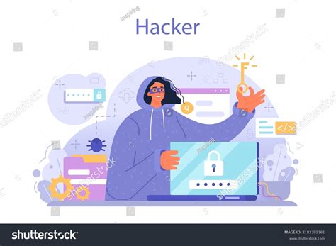 Hacker Concept Cyber Attack Thief Stealing เวกเตอร์สต็อก ปลอดค่า