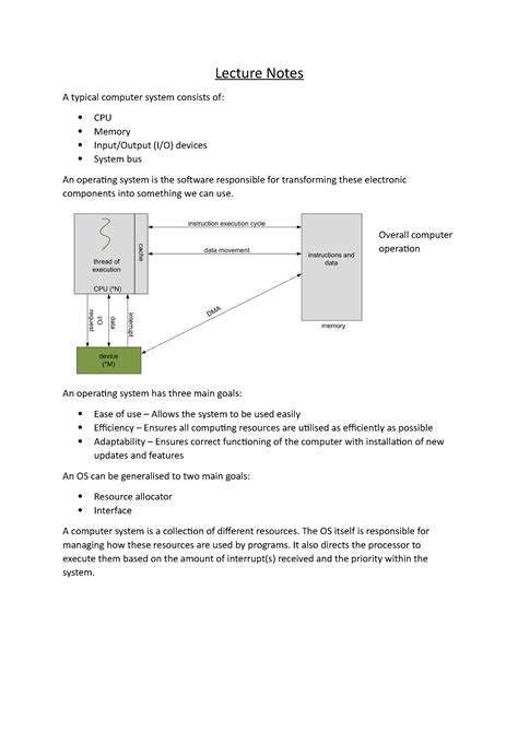 Lecture Notes Lecture Notes A Typical Computer System Consists Of CPU Memory Input Output