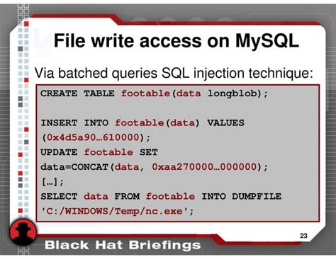 advanced sql injection to operating system full control slides
