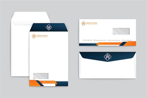 현대적인 전문 봉투 디자인 세트 프리미엄 벡터