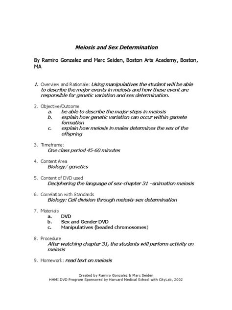 meiosis sex determin pdf meiosis chromosome