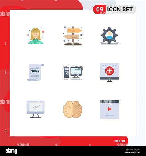 Flat Color Pack Of 9 Universal Symbols Of Desktop General Data Protection Dper Gdpr Consent