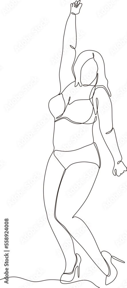 Continuous Line Art Of A Sexy Pin Up Girl In A Classic Pin Up Posevector Stock Vector Adobe Stock