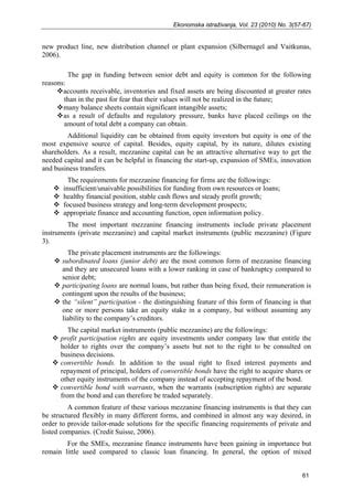 Financing Gap For Smes And The Mezzanine Capital PDF