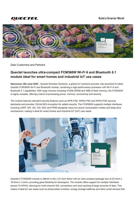 Quectel Launches Ultra Compact Fcm360w Wi Fi 6 And Bluetooth 5 1module