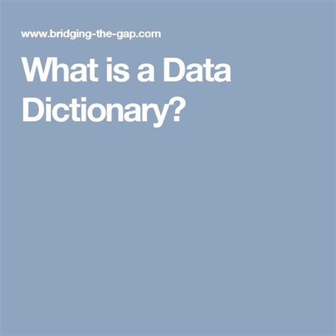 What Is A Data Dictionary
