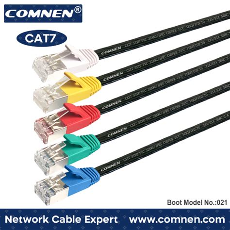 Multicolor Boot 10G 600MHz 32AWG Bare Copper Black Cat7 SSTP Flat Patch Cord Multicolor Boot 10G