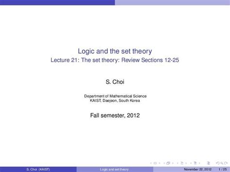 Pdf Logic And The Set Theory Lecture 21 The Set Theory Review Mathscikaistackr