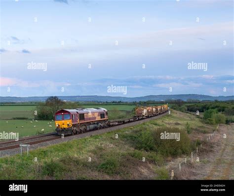 Db Cargo Ews Livery Class 66 Diesel Locomotive Hauling A Freight Train