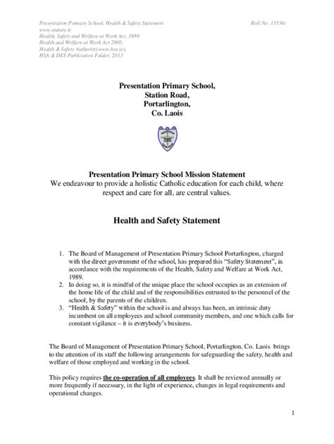 Fillable Online Safety Statement Hse Staff Healthserviceie Fax