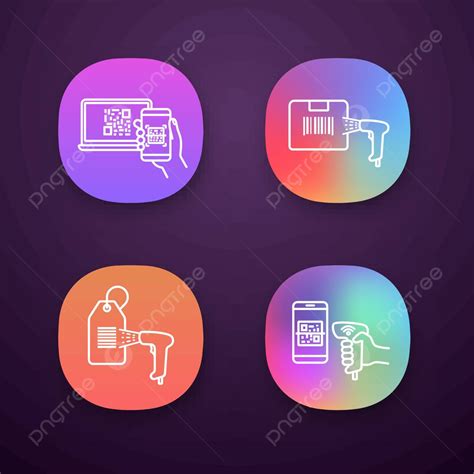 Barcodes App Icons Set Barcode Mobile Identification Vector Barcode Mobile Identification Png
